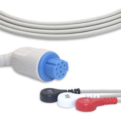 China 3 Lead AHA Fixed Snap Disposable ECG Lead Wires Compatible Artema for sale