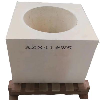 China Creamy White Fused Casting AZSWS41 Burner Block for Glass Kiln Long-Lasting Durability for sale