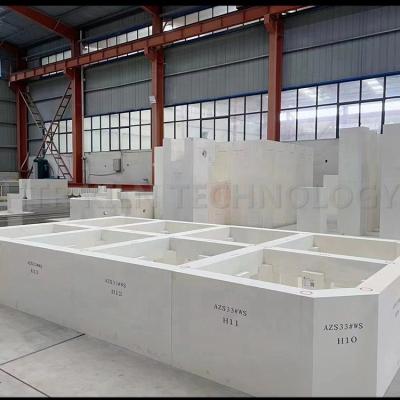 China Chemical Resistant Regular and Void-Free Casting AZS Bricks for Ceramic Glaze Frit Furnace for sale