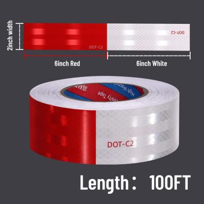 China Prismatic Grade ECE R104 DOT-C2 Conspicuity Red/White Reflective Tape Sticker For Vehicle Trailer Truck for sale