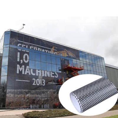 China Printable 40% Transparency One Way Vision Perforated Vinyl Sticker For Window Advertising for sale