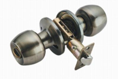 China Brushed Metal Stainless Steel Spherical Knob Door Cylinder Lock - Zinc Alloy Construction for Indoor Steel Doors for sale