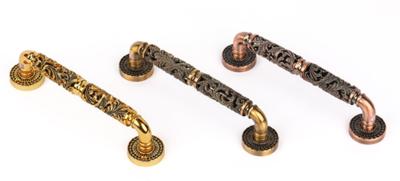 China Furniture Hardware Light Luxury Floral Openwork Pattern 24K Gold Plated for sale