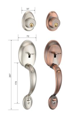 China Classic Hexagonal Door Handle Yellow Bronze Split Body Wood Door Lock 25x57mm Faceplate for sale