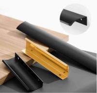 China Aluminum Sliding Door Recessed Handle Black Gold Nickel Modern Design Custom Size Kitchen Cabinet Pull for sale