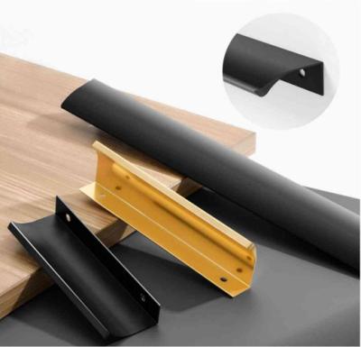 China Aluminum Sliding Door Recessed Handle Black Gold Nickel Modern Design Custom Size Kitchen Cabinet Pull for sale