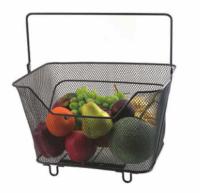 China Metal Black Wire Chest Freezer Organiser Basket 28x22x12.5cm Washable Fruit Storage for sale