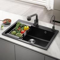 China 304 Stainless Steel Multifunction Kitchen Sink Set with Black Waterfall Rainfall Faucet Single Bowl 60x45cm for sale