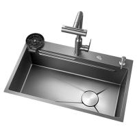 China 304 Stainless Steel Waterfall Kitchen Sink 1000mm Single Slot LED Digital Display Anti-Scratch for sale