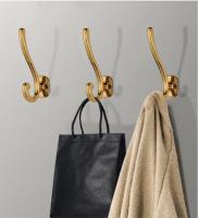 China Heavy Duty Zinc Alloy Wall Hooks with Double Prongs - Gold Black Coat Hangers for Furniture Storage for sale