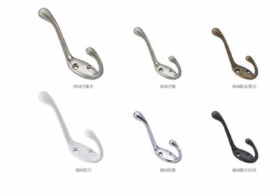China European Double Cloth Coat Hooks Zinc Alloy Wall Mounted Clothes Hooks for Bedroom 2 Pack for sale