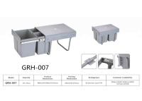 China ABS Grey Kitchen Trash Container GRH-007 - 15L+8L Dual Compartment, 480x342x351mm Dimensions, 5-Year Warranty for sale
