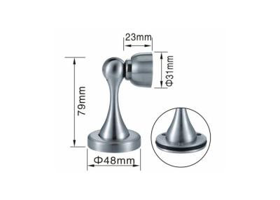China Stainless Steel Magnetic Door Stopper Heavy Duty 60mm Floor Mount Wall Protector for sale