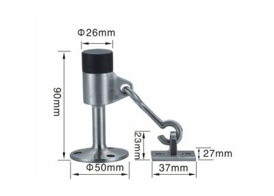 China OEM ODM Floor Mounted Magnetic Door Stop 50x90mm Satin Stainless Steel for sale