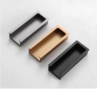 China Concealed Aluminum Alloy Cabinet Handle Matte Black 96mm Hole Center Furniture Pull for Kitchen Bathroom for sale