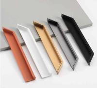 China Aluminum Alloy Slotted Concealed Cabinet Door Pull Handle 128mm Matt Black for sale