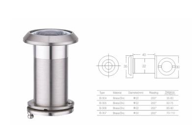 China High Security Door Viewer 22mm Diameter 200° Viewing Angle for 35-110mm Door Thickness Chrome Plated for sale