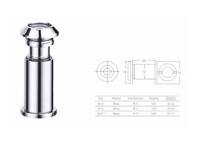 China Durable Brass Zinc Alloy Door Peephole Viewer 12mm Diameter 160° Viewing Angle for 25-75mm Door Thickness for sale