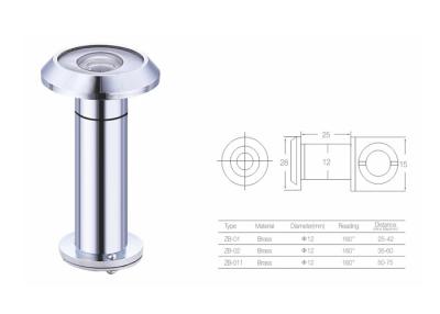 China 12mm Security Door Viewer with 160° Viewing Angle for 35-55mm Door Thickness - Brass Construction for sale