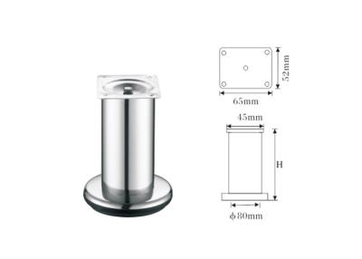China 80mm Metal Furniture Legs Φ60xH174 with 200kg Load Capacity - Chrome Plated Iron Replacement Legs for sale