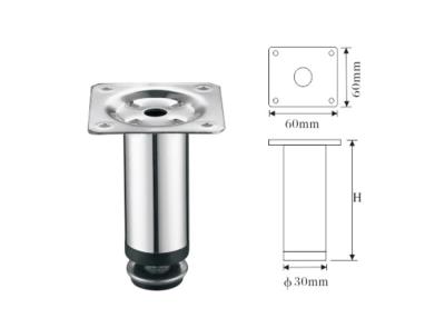 China Adjustable Stainless Steel Sofa Legs 60mm Diameter with 200kg Load Capacity - Multiple Sizes 80-200mm for sale