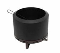 China Round Black Portable Camping Fire Pit BBQ Grill Steel Wood Burning Stove 8 Person for sale