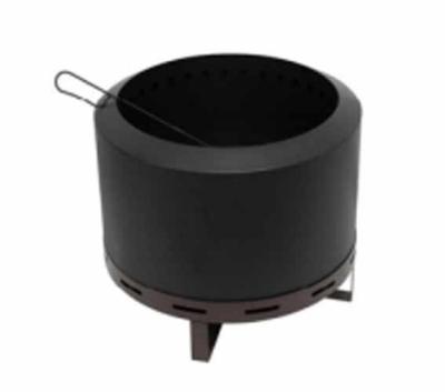 China Round Black Portable Camping Fire Pit BBQ Grill Steel Wood Burning Stove 8 Person for sale