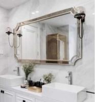 China Customized French Room Decorative Large Mirror Wavy Mirror Design Wooden Frame Irregular Shape Dressing Mirror for sale