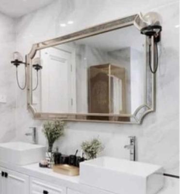 China Customized French Room Decorative Large Mirror Wavy Mirror Design Wooden Frame Irregular Shape Dressing Mirror for sale