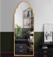 China Customized French Wavy Mirror Wooden Frame Irregular Shape Dressing Mirror 60x90cm for sale