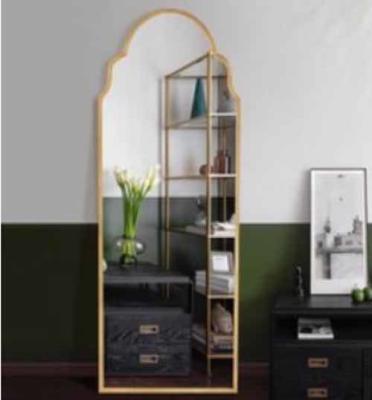 China Customized French Wavy Mirror Wooden Frame Irregular Shape Dressing Mirror 60x90cm for sale