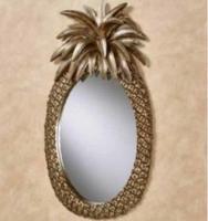 China Customized PU Frame Decorative Wall Mirror Art Deco Irregular Glass Mirror for Living Room Bedroom for sale