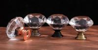 China Popular Style Multi Color Transparent Crystal Glass Luxury Furniture Cabinet Door Pull Round Diamond Drawer Knob for sale