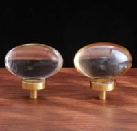 China 30mm Width Modern Simple Crystal Glass Handle Pot Lid Handle Teapot Hardware Wardrobe Drawer Knobs for sale