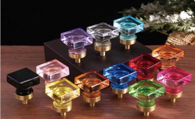 China Manual Tools Glass Fried Dough Twists Crystal Glass Diamond Cabinet Door Crystal Door Handle Single Hole for sale