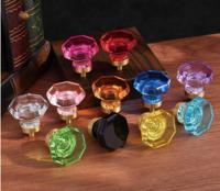 China Manual Tools Glass Fried Dough Twists Crystal Glass Diamond Cabinet Door Crystal Door Handle Single Hole for sale