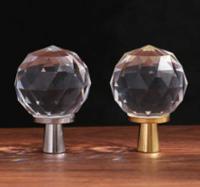 China Luxury High Quality Furniture Drawer Bedroom Crystal Glass Brass Cabinet Door Pulls Kitchen Handles Knobs for sale