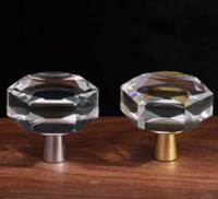 China Luxury High Quality Furniture Drawer Bedroom Crystal Glass Brass Cabinet Door Pulls Kitchen Handles Knobs for sale