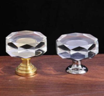 China GRH Cabinet Brass Handles Transparent Champagne Gold Crystal Handles Creative Bedroom Wardrobe Dressing Table Drawer Knobs for sale