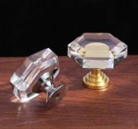 China GRH Cabinet Brass Handles Transparent Champagne Gold Crystal Handles Creative Bedroom Wardrobe Dressing Table Drawer Knobs for sale