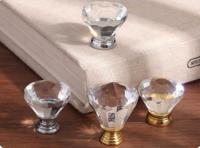 China Light Luxury Furniture Cabinet Drawer Crystal Handle Gold Clear Wardrobe Pull Knob for sale
