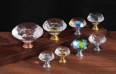 China Pumpkin Round Crystal Single Small Knob Cabinet Furniture Drawer Handle Kitchen Hardware Brass Handle for sale
