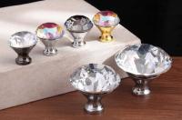 China Pumpkin Round Crystal Single Small Knob Cabinet Furniture Drawer Handle Kitchen Hardware Brass Handle for sale