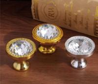 China Pumpkin Round Crystal Single Small Knob Cabinet Furniture Drawer Handle Kitchen Hardware Brass Handle for sale