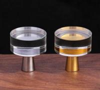 China Pumpkin Round Crystal Single Small Knob Cabinet Furniture Drawer Handle Kitchen Hardware Brass Handle for sale