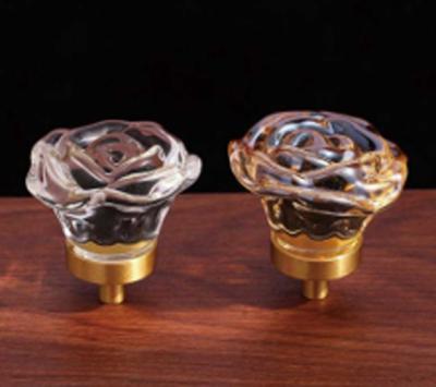 China GRH Customized Moulded Brass Crystal Furniture Cabinet Pulls Knobs Wooden Drawer Handles China for sale