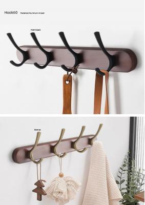 China GRH Wholesale Wood Aluminum 1/4/5/6/8 Hooks Clothes and for Coat Hook Towel Coat Hanging Wall Hook for sale