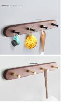 China GRH Wholesale Wood Aluminum 1/4/5/6/8 Hooks Clothes and for Coat Hook Towel Coat Hanging Wall Hook for sale