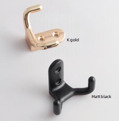 China GRH Wholesale Modern Simple Hook Zinc Alloy Bathroom Towel Coat Hat Hook Matt Black Wall Mounted Prong Robe Hooks for sale