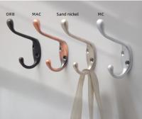 China GRH Wholesale Modern Simple Hook Zinc Alloy Bathroom Towel Coat Hat Hook Matt Black Wall Mounted Prong Robe Hooks for sale